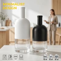 China Nordic Style Half Coated Matte Liquor Glass Bottle With Cork Seal Spirit Decanter for sale