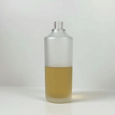 China 500ml Frosted Glass Liquor Bottle With Cylindrical Shape For Spirits Decanter Use for sale