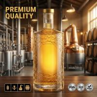 China 750ml & 700ml Honeycomb Textured Glass Liquor Bottle With Gold Cork Stopper For Spirits Decanter for sale