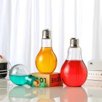 China Round Shape Clear Glass Light Bulb Glass Bottle With Screw Cap For Beverage Packaging for sale