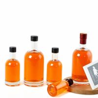 China Heavy Base 200ml Glass Flask Bottle With Black Aluminum Screw Cap For Whiskey Liquor for sale