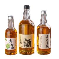 China Round Shape Glass Spirits Bottle With Screw Cap For Customizable Printing Liquor Packaging for sale