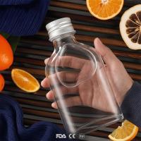 China Flat Shape Glass Liquor Flask Bottle With Cork Sealing Multiple For Spirits for sale