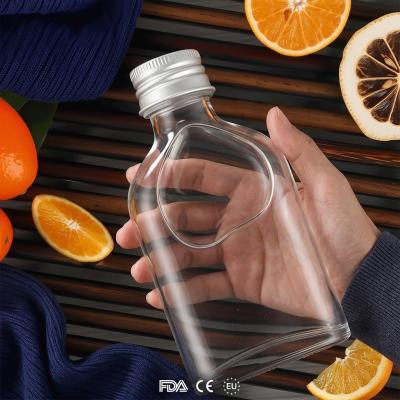 China Flat Shape Glass Liquor Flask Bottle With Cork Sealing Multiple For Spirits for sale
