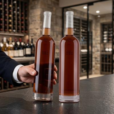 China Tall Slender Cylindrical Spirit Glass Bottle Heavy Base For Wine Liquor Packaging for sale