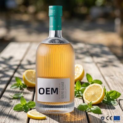 China 500ml Fluted Glass Bottle Ribbed Liquor Spirit Bottle Packaging With Screw Cap for sale