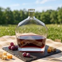 China Lead Free Crystal Glass Bottle Multi Faceted Polygon With Heavy Base For Angular Spirits Decanter for sale