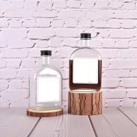China Custom Printed Flat Glass Bottle Beverage Container With Screw Cap for sale