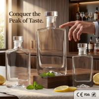 China Luxury Square 500ml Liquor Bottle With Crystal Stopper Mountain Bottom For Whiskey Vodka for sale
