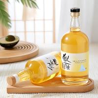 China 500ml Clear Round Glass Vodka Bottle With Cork Stopper For Liquor Spirits for sale