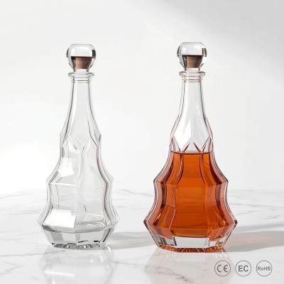 China 500ml Extra Flint Glass Liquor Bottle With Cork Stopper For Rum Whiskey Vodka Tequila Gin Spirits Packaging for sale