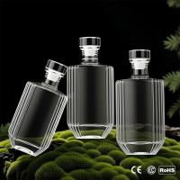 China High Flint Super Clear Round Glass Liquor Bottle With Cork Stopper For Vodka Tequila Gin Rum 375ml 500ml 1000ml for sale