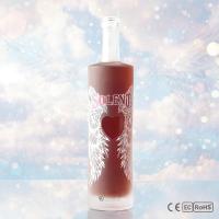 China 750ml Frosted Angel Wings Glass Spirit Bottle With Silk Screen Printing For Vodka Gin Packaging for sale