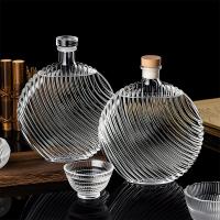 China 500ml Glass Liquor Bottle Super Flint Glass Decanter With Wood T Top Cork For Whiskey Bourbon for sale