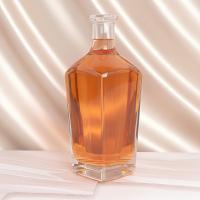 China Borosilicate Glass Liquor Bottle With Heavy Base Cork Stopper Square Shape For Distillery Packaging for sale
