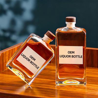 China Custom Square Glass Liquor Bottle With Thick Bottom Design Customizable Labels For Spirits for sale