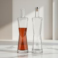 China Heavy Bottom Custom Glass Bottles Super Flint Glass Liquor Bottle Spirits Container for sale