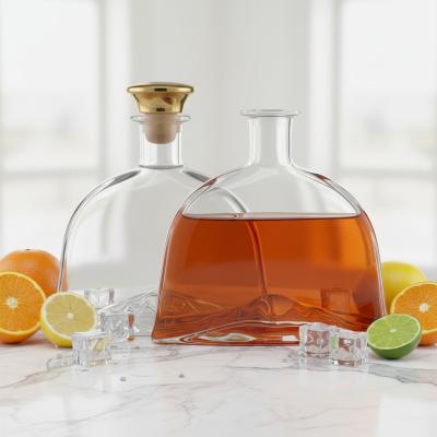 China Custom 750ml 1000ml Super Flint Clear Glass Liquor Bottle With Cork Stopper For Whiskey Vodka Tequila Rum for sale