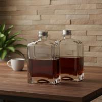 China Luxury 250ml Square Flat Liquor Glass Bottle With Aluminum Screw Cap For Whiskey Spirits for sale