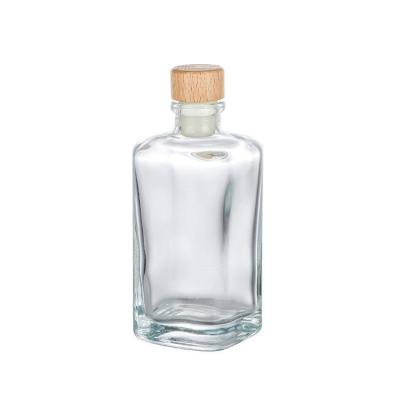China 100Ml 250Ml 375Ml 500Ml Glass Square Liquor Bottle With Cork Stopper for sale
