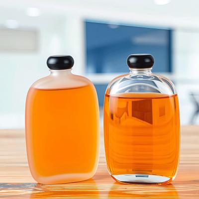 China 500ml Frost Glass Bottle With Screw Cap For Beverage Packaging for sale