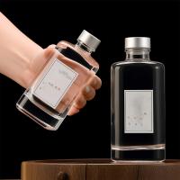 China 250ml 500ml Square Borosilicate Glass Bottle With Rubber Stopper For Vodka Whiskey Gin Rum for sale