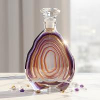 China Custom Luxury 500ml Super Flint Glass Whiskey Bottle With Electroplated Annual Ring Design Crystal Cap for sale