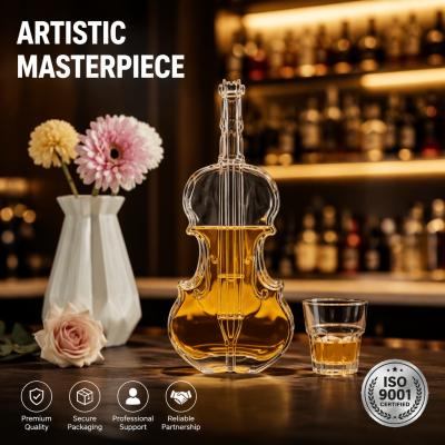 China Violin Shape 500ml High Flint Glass Liquor Bottle Wine Decanter For Spirits for sale