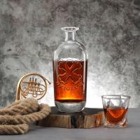 China Engraved Crystal White Glass Liquor Bottle 375ml 500ml 700ml 750ml 1000ml for sale
