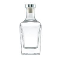 China Square Liquor Glass Bottle With Super Flint Clarity Cork Stopper For Whiskey Spirits for sale