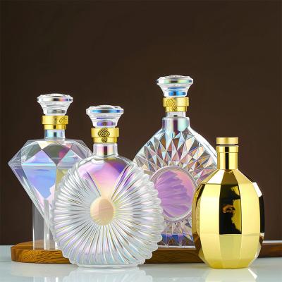 China Luxury Custom Clear Super Flint Glass Liquor Bottle With Flat Round Square Oblate Oval Shape 500ml 700ml 750ml Custom for sale