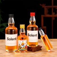 China Clear Finish Glass Bottle With Screw Cap Design For Liquor Spirits for sale