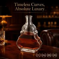 China Bell Shaped Glass Spirit Bottle With Lead Free Glass Leakproof Cork Finish For Luxury Brandy Decanter for sale