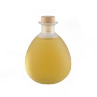 China Clear Frosted Water Drop Shape Glass Wine Bottle with Cork Seal for Juice Beverage Liquor Vodka for sale