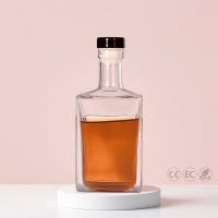 China Refillable Square Transparent Glass Liquor Bottle 500ML 700ML Customizable Finishing for sale