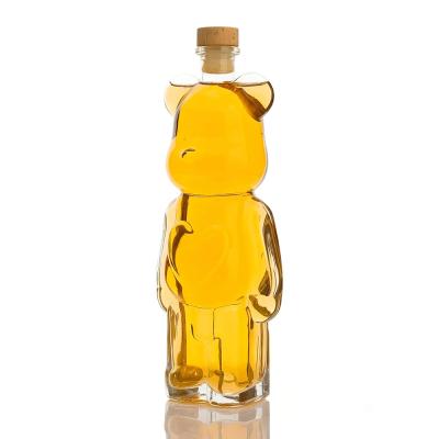 China Bear Shape 750ml Custom Printing Glass Bottle For Whiskey Vodka Brandy Tequila for sale