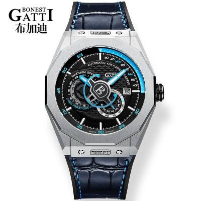 China BONEST GATTI Japan Day/Date CITIZEN Movement Men Genuine Leather Mechanical Watch for sale