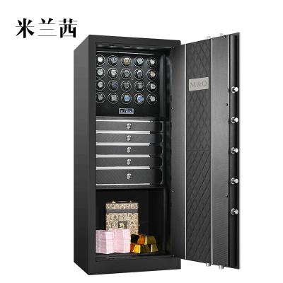 China Luxuy 2021 New Carbon Fiber Touch Screen Safe Box Watch Winder With Melancy LED Light Jewelry Drawer for sale