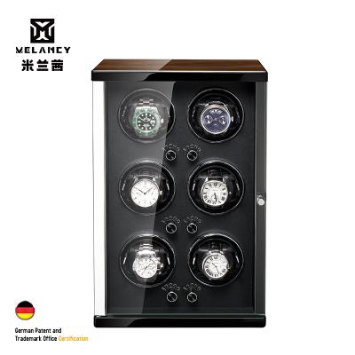 China 2021 Melancy Handmade Wood Watch Turner Rotating Watch Winder For Automatic Watches uhr wickler 6 cases for sale