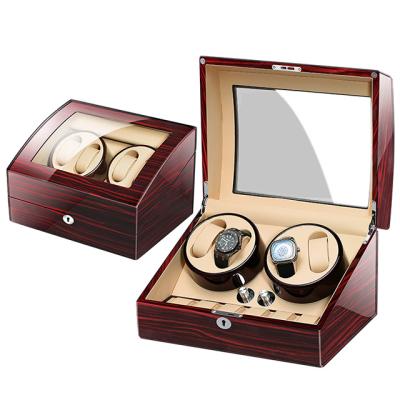 China factory M&Q 4+6 100% high gloss wood mabuchi motor winder box for automatic watches turning watch winder box for sale