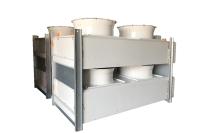 China Adiabatic Cooling Pad Systems Hybrid Double Row Fans Dry Cooler for sale