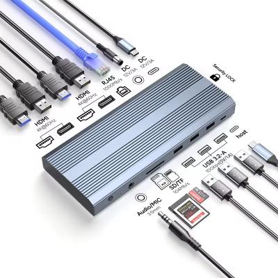 China 13 in 1 laptop aluminum USB-C Docking Station with fast charge for sale