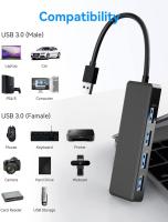 China 4 6 7 Port  Usb 3.0 Hub For Laptop USB A Splitter With Extended Cable USB C Power Port for sale