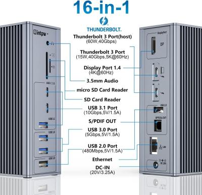 China Usb C Docking Station Thunderbolt 4 HDMI 8K 60Hz USB4 40Gbps 20 Multi Port Type C PD Rj45 HUB USB C 3.2 Gen 2 for sale