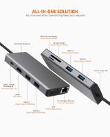 China 11-In-1 Usb C Docking Station Multiport Hub HDMI 4K 60Hz SD/TF Card Reader 3*USB 3.0/100W Power for sale