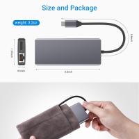 China Silver Portable USB C hub multiport adapter with HDMI 3.5mm Audio Jack for MacBook Pro for sale