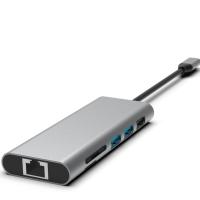 China Silver 10-in-1 USB-C Hub with HDMI USB 3.0 Ethernet 3.5mm Audio Jack for PC and laptop for sale