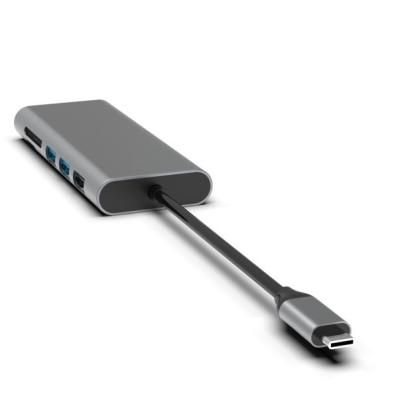 China Silver 10-in-1 USB-C Hub with HDMI USB 3.0 Ethernet 3.5mm Audio Jack for PC and laptop for sale