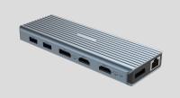China USB 3.1 Type C to 9 Ports USB3.0 Hub with Gigabit Ethernet RJ45 Lan Port Adapter Gray for sale