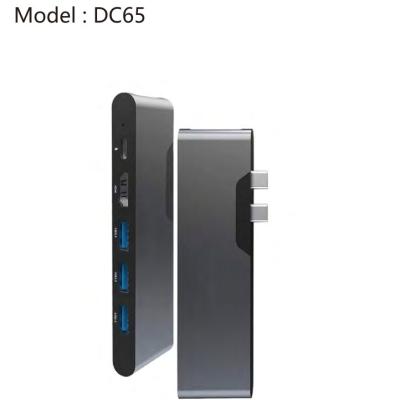 China 8 in 1 dual type-c USB Hub with ports USB-A HDMI SD card reader for Mackbook pro for sale